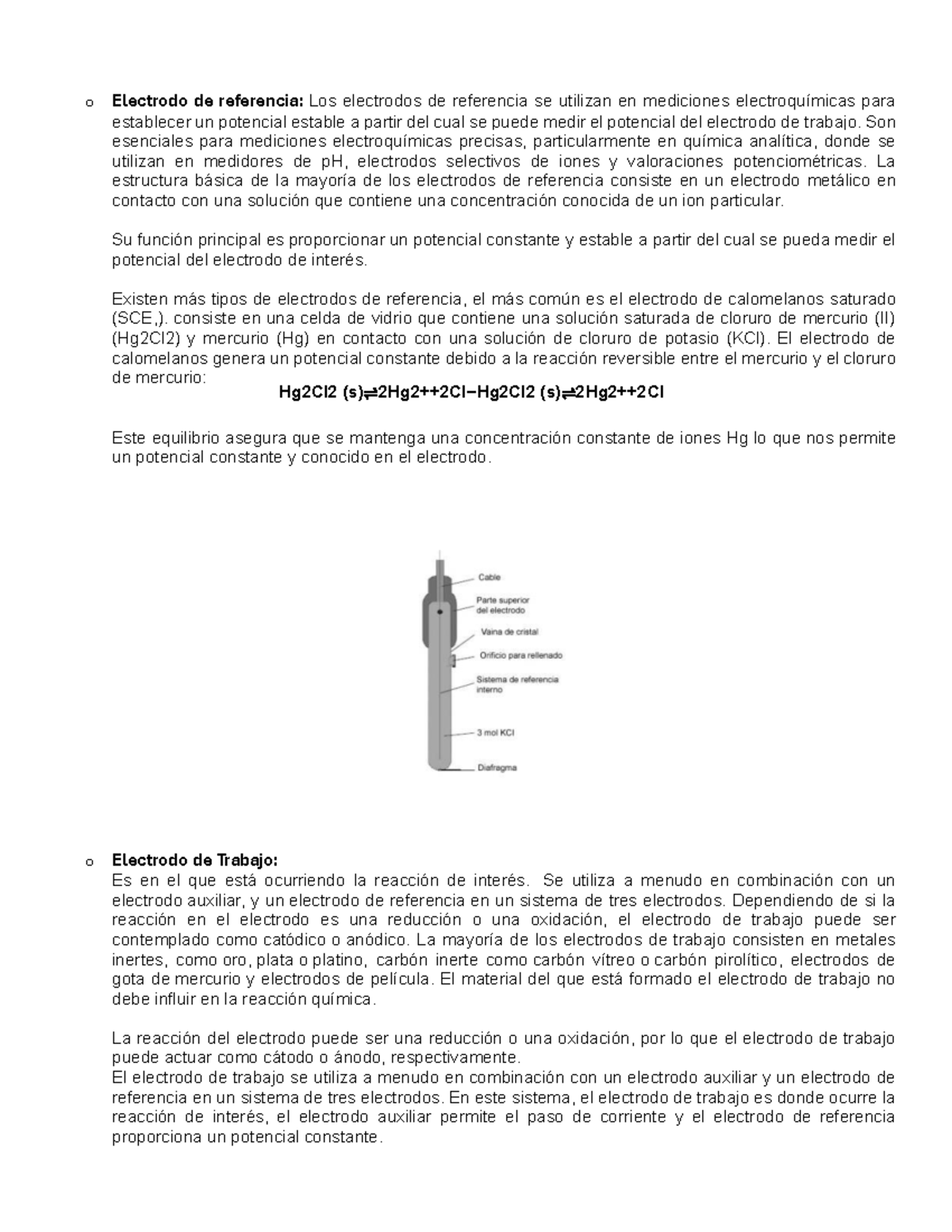 Electrodos y su clasificación - o Electrodo de referencia: Los ...