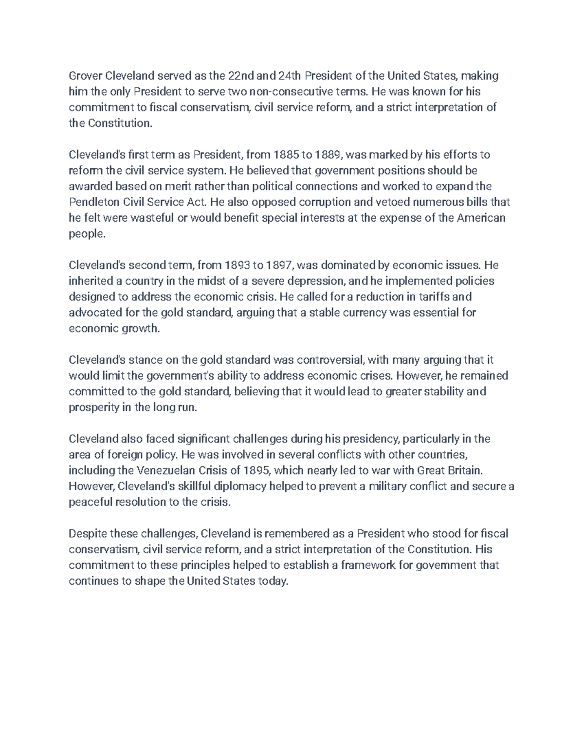 Grover Cleveland's Presidency - Grover Cleveland served as the 22nd and ...