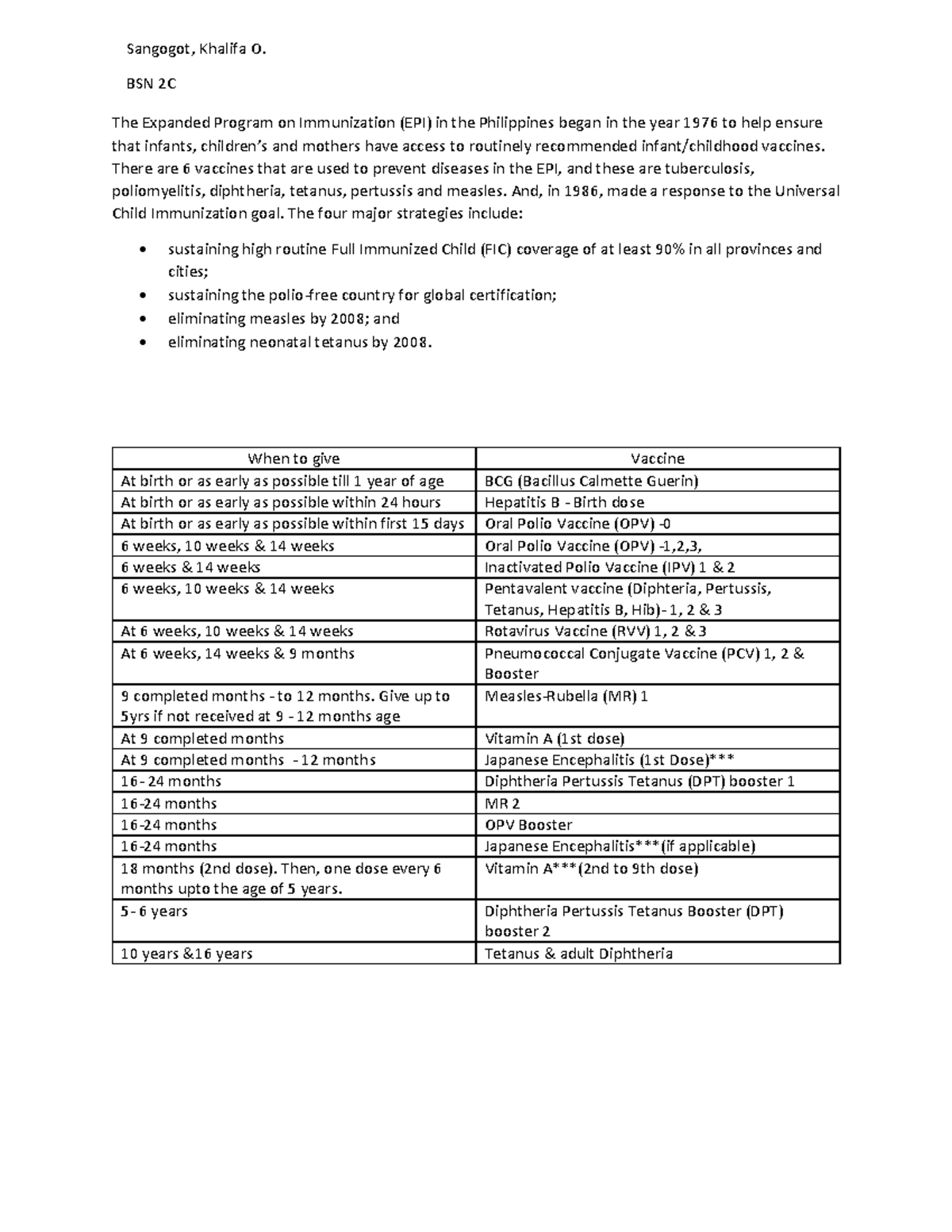 Vaccines - The Expanded Program on Immunization (EPI) in the ...