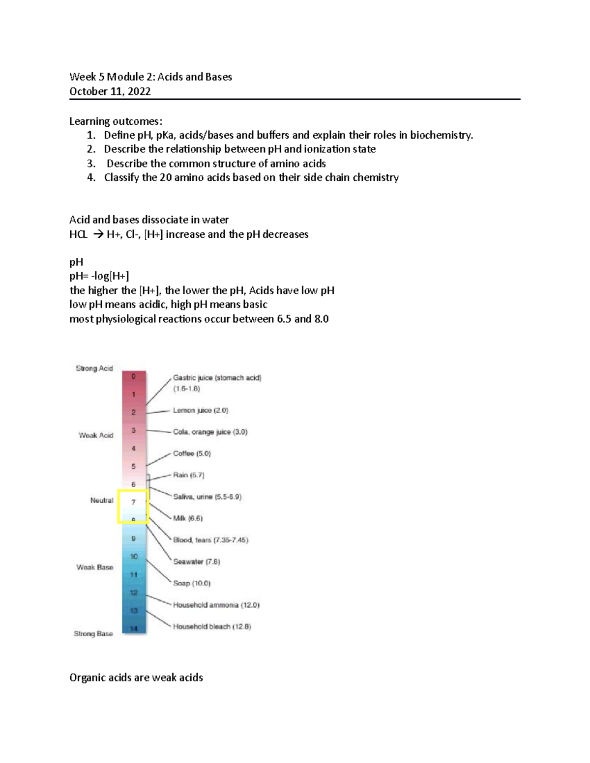 Week 5 Module 2 - Week 5 Module 2: Acids and Bases October 11, 2022 ...