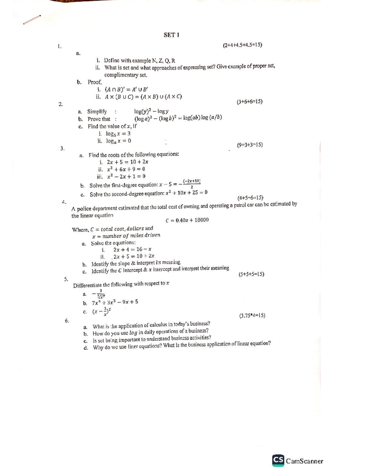 Math q pdf - Math - Business Mathematics - Studocu
