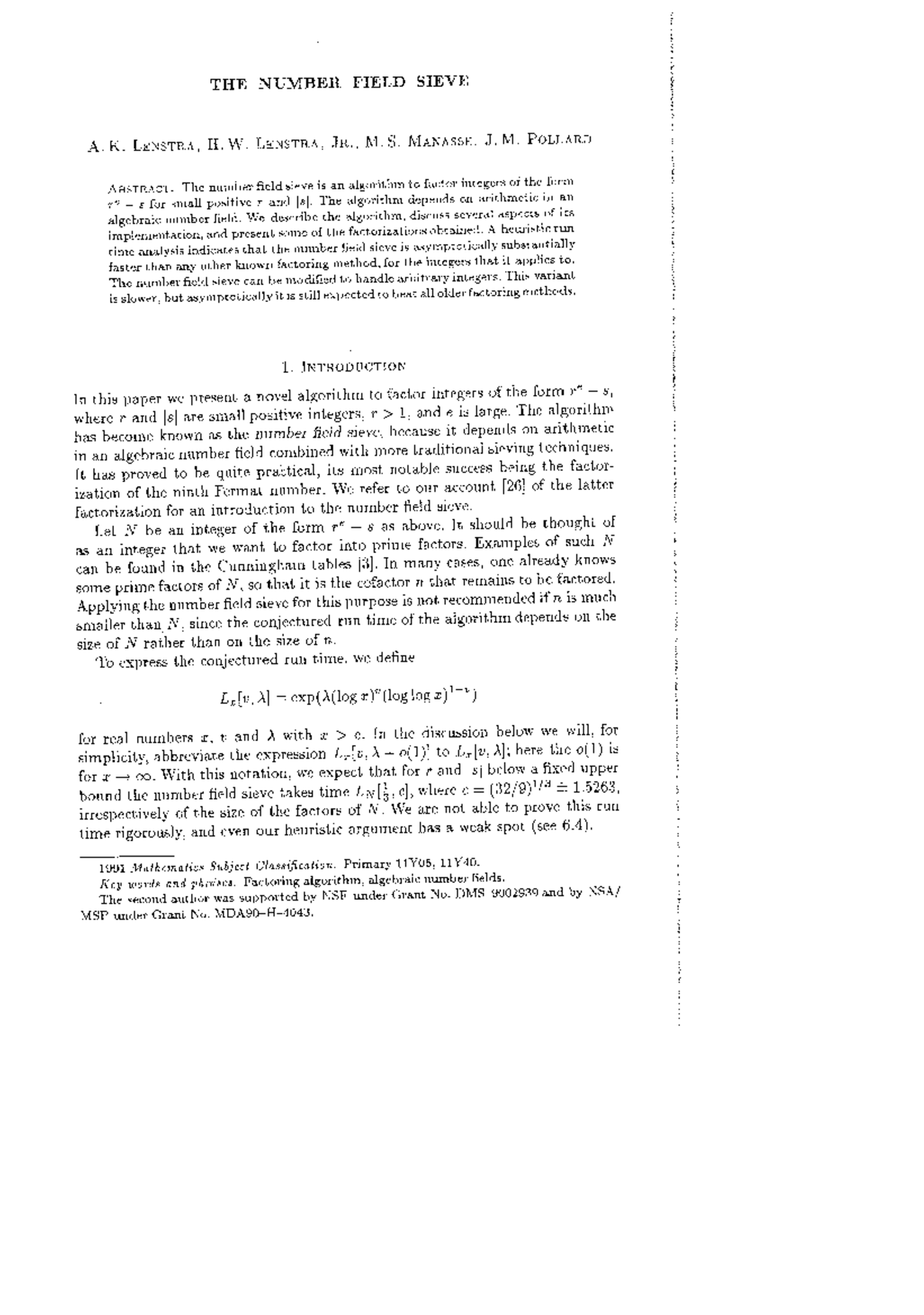 Art - The number field sieve - MAD 6478 - Studocu