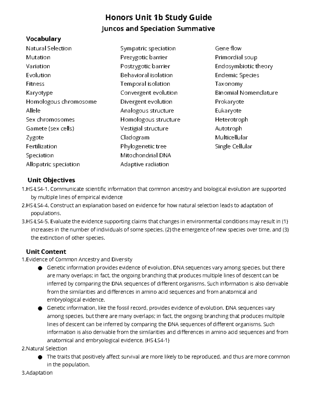Copy of Copy of H 23-24 Unit 1b Summative Study Guide - Honors Unit 1b Study Guide Juncos and ...