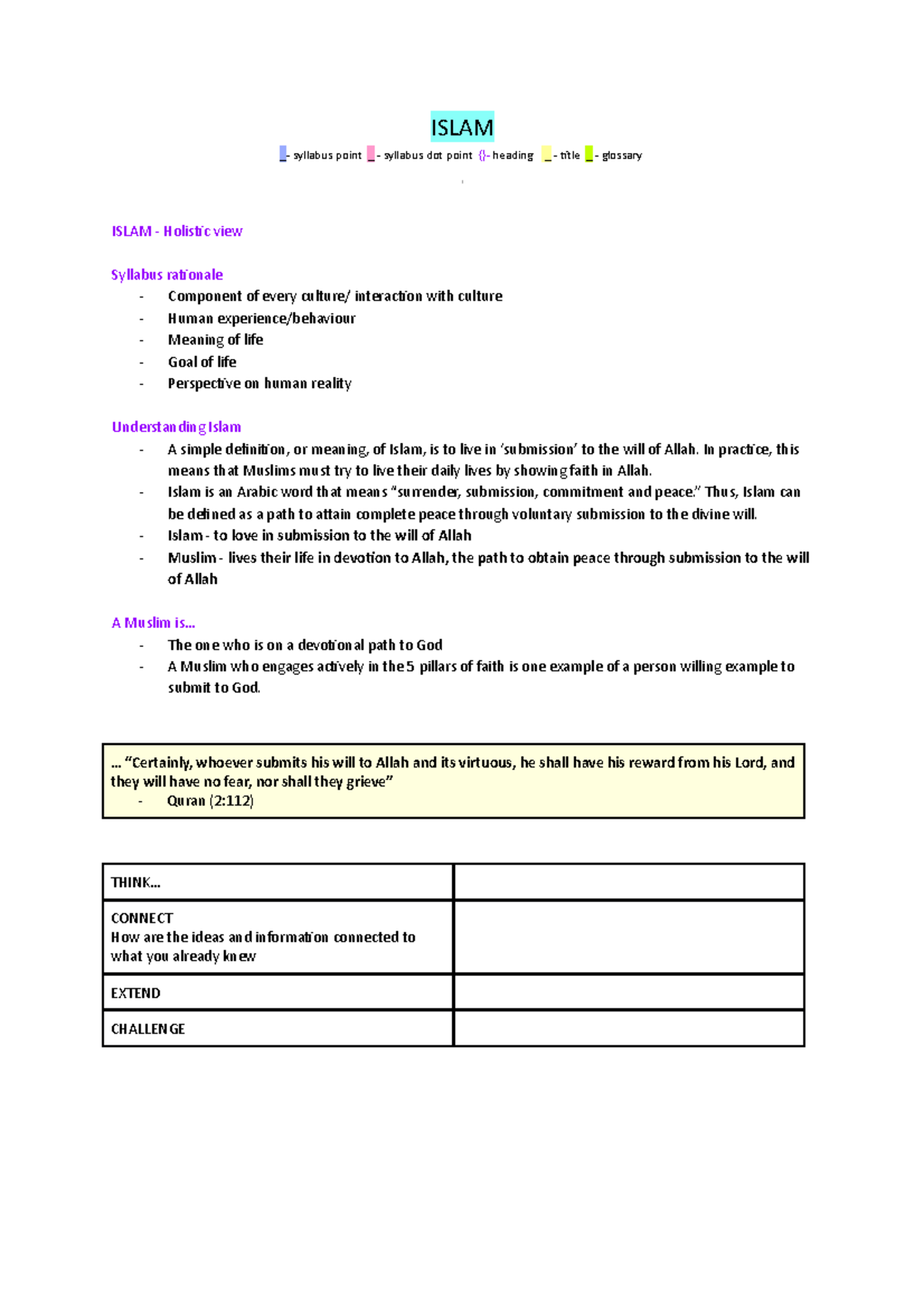 Islam - year 12 - ISLAM _- syllabus point _ - syllabus dot point ...