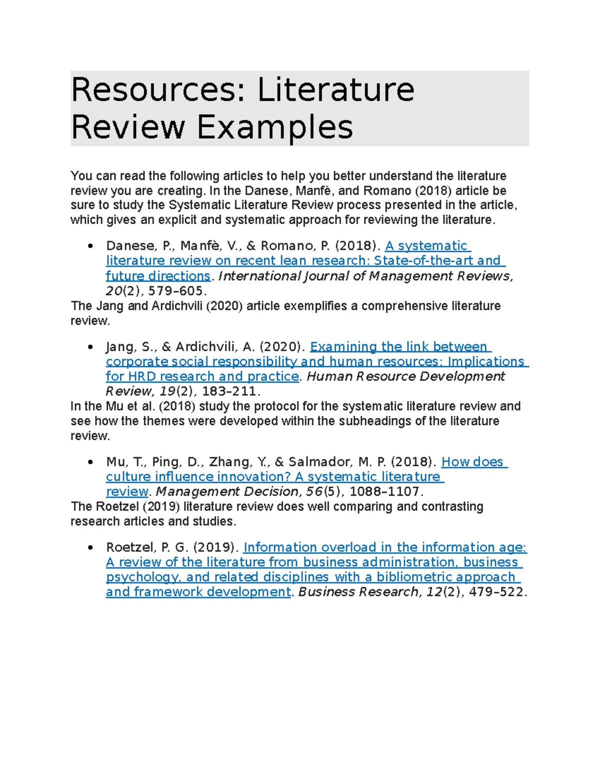 Assessment 2-1 Reference Documentation v2 - Resources: Literature ...
