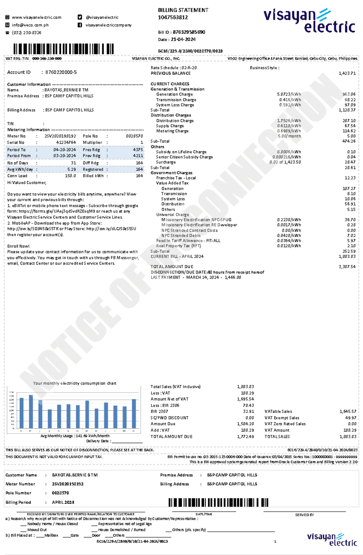 876329585690 f7ad - Electric cicuit - BILLING STATEMENT visayanelectric ...