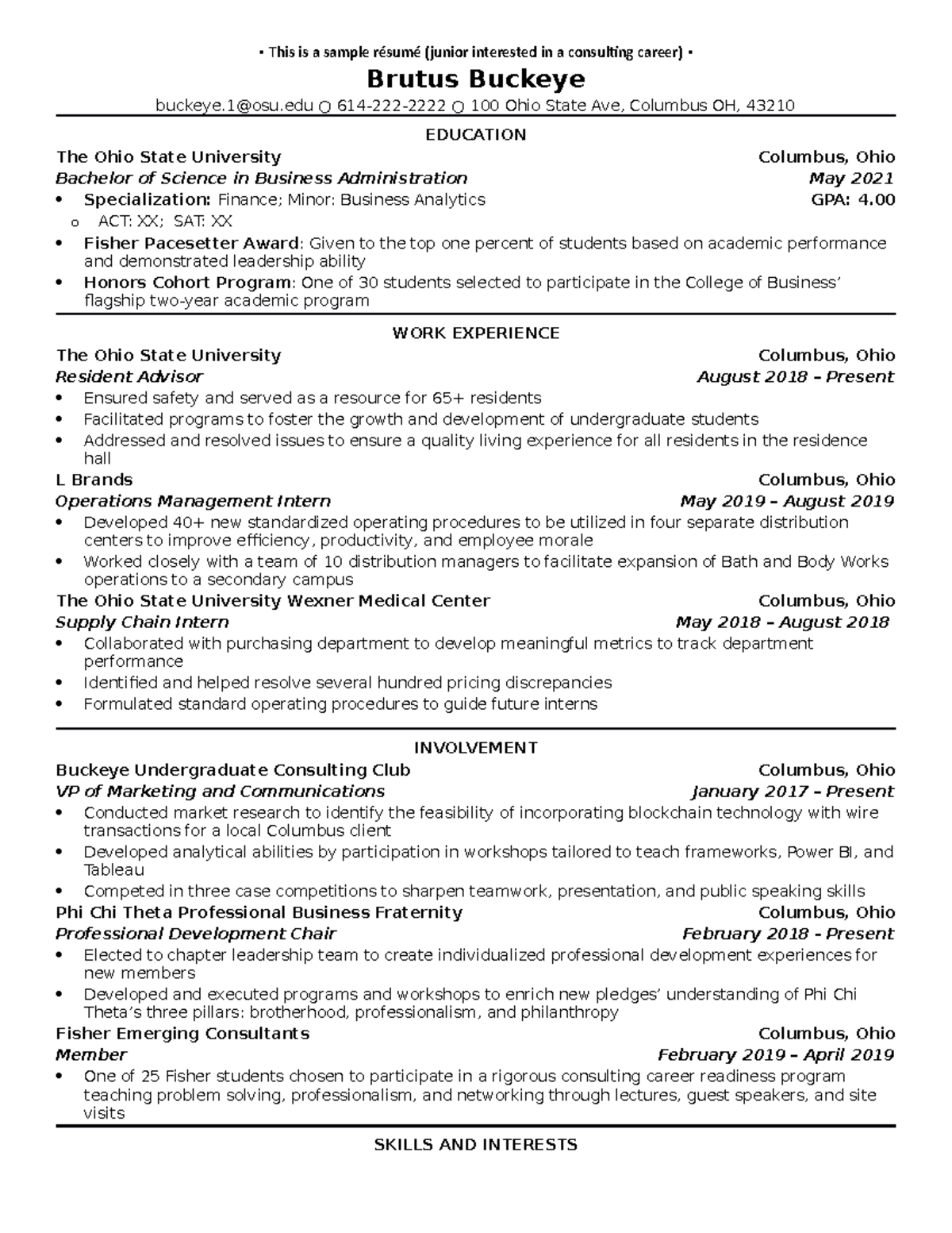 Sample Resumes in Word 2020 - This is a sample résumé (junior ...