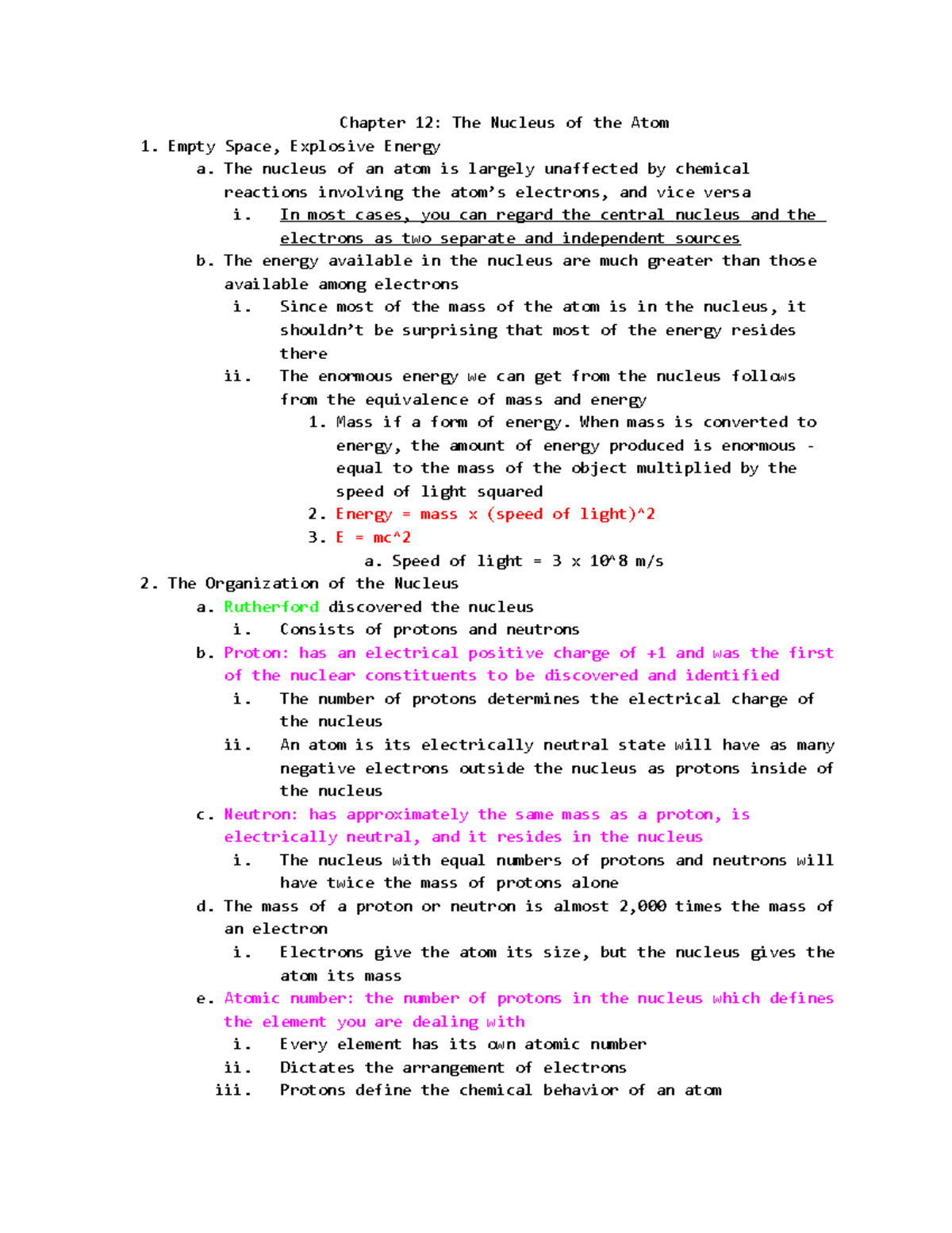 Chapter 12 - The Nucleus of an Atom - Chapter 12: The Nucleus of the ...