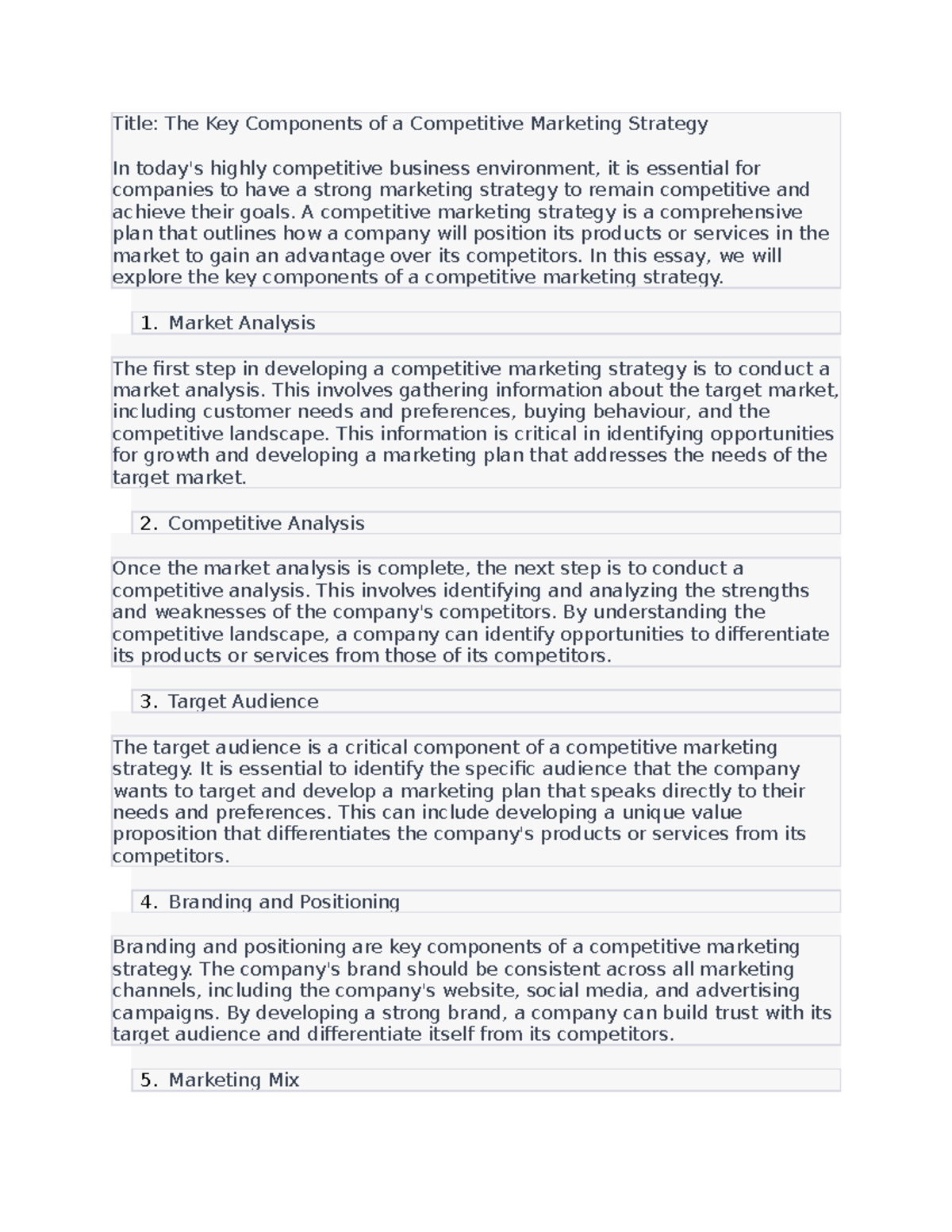 The Key Components of a Competitive Marketing Strategy - A competitive ...