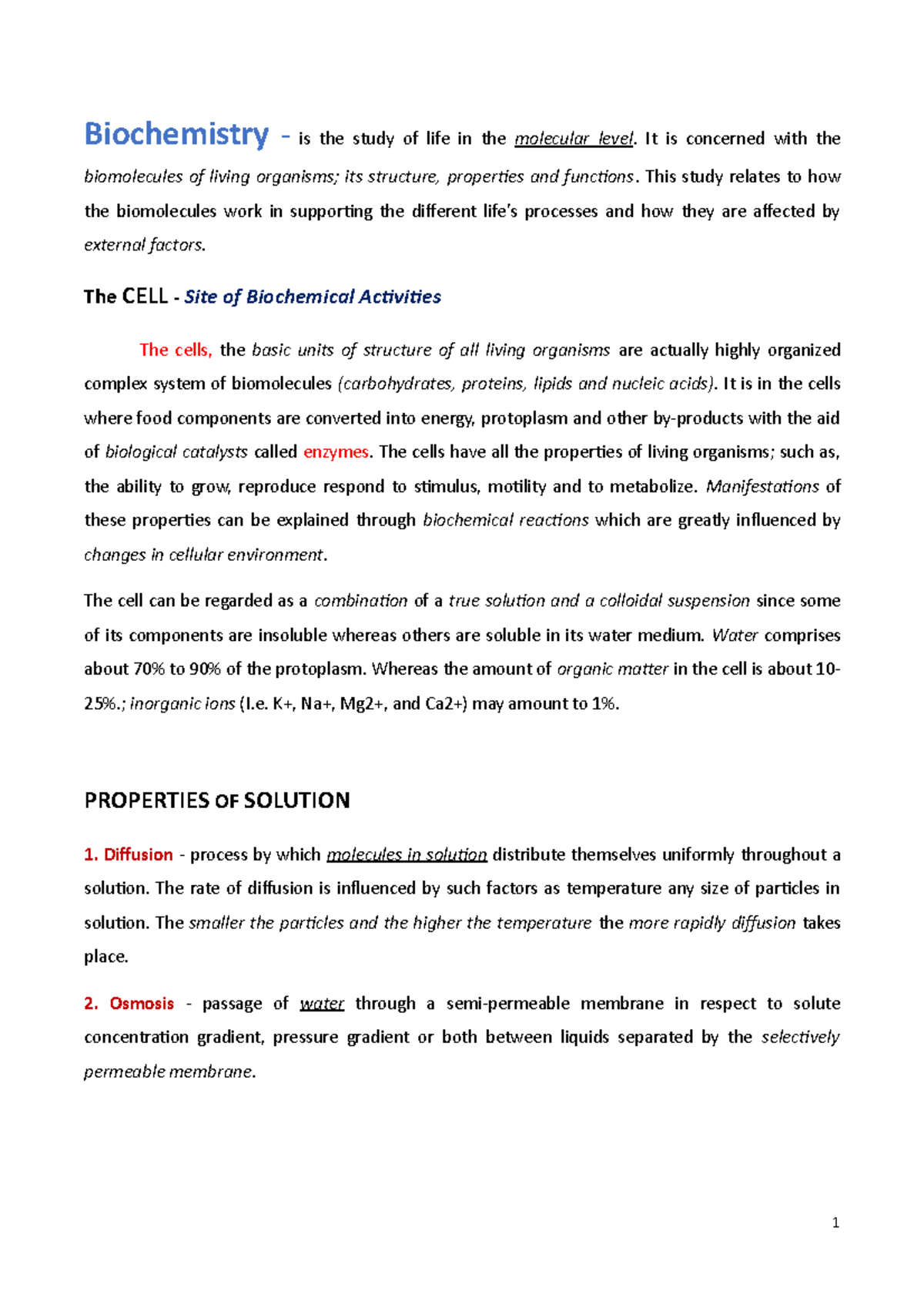 Biochem- Protien- Enzymes - Biochemistry - is the study of life in the ...