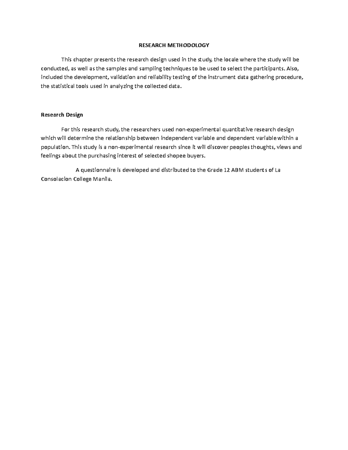Research Design - RESEARCH METHODOLOGY This chapter presents the ...