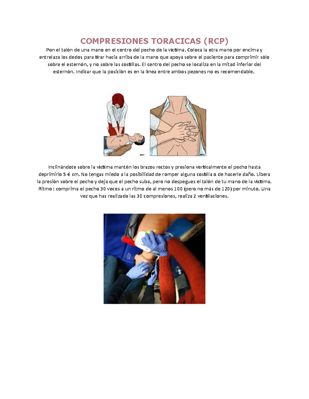 Compresiones Toracicas - COMPRESIONES TORACICAS (RCP) Pon el talón de ...