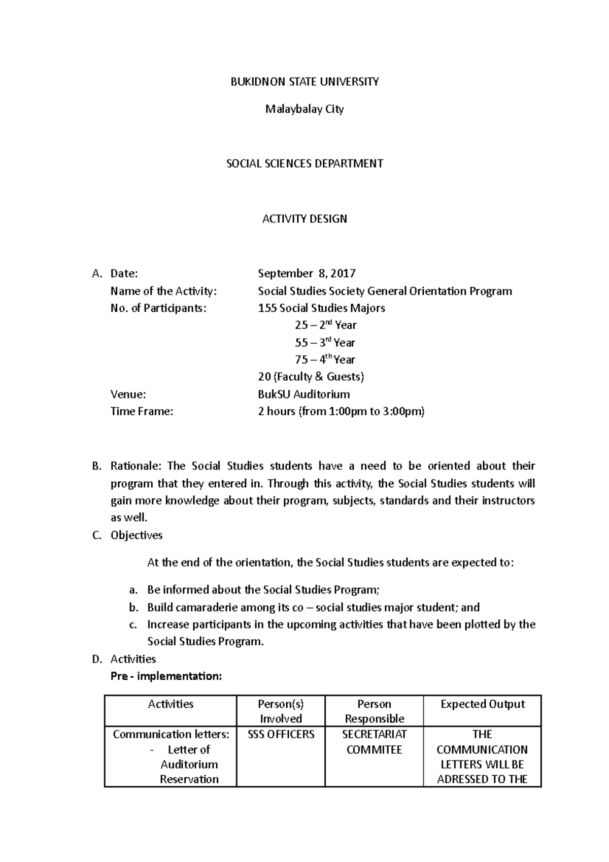 Activity Design C - ... - BUKIDNON STATE UNIVERSITY Malaybalay City ...