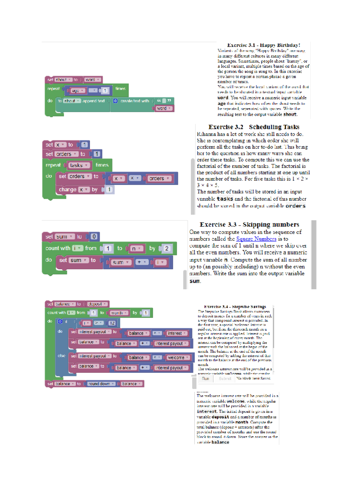 Tutorial 4 Blockly antwoorden + opdrachten - Exercise 3 — Happy ...