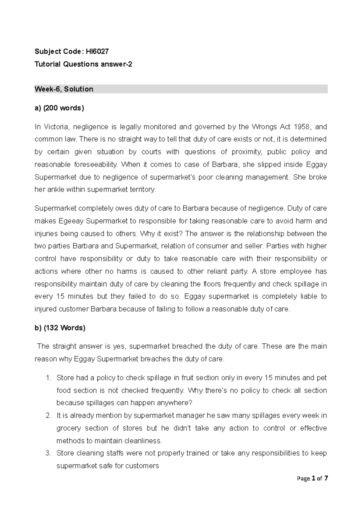 HI6027 Tutorial-2 - week 6 to 12 full tutorial question answer - HI6027 - Studocu