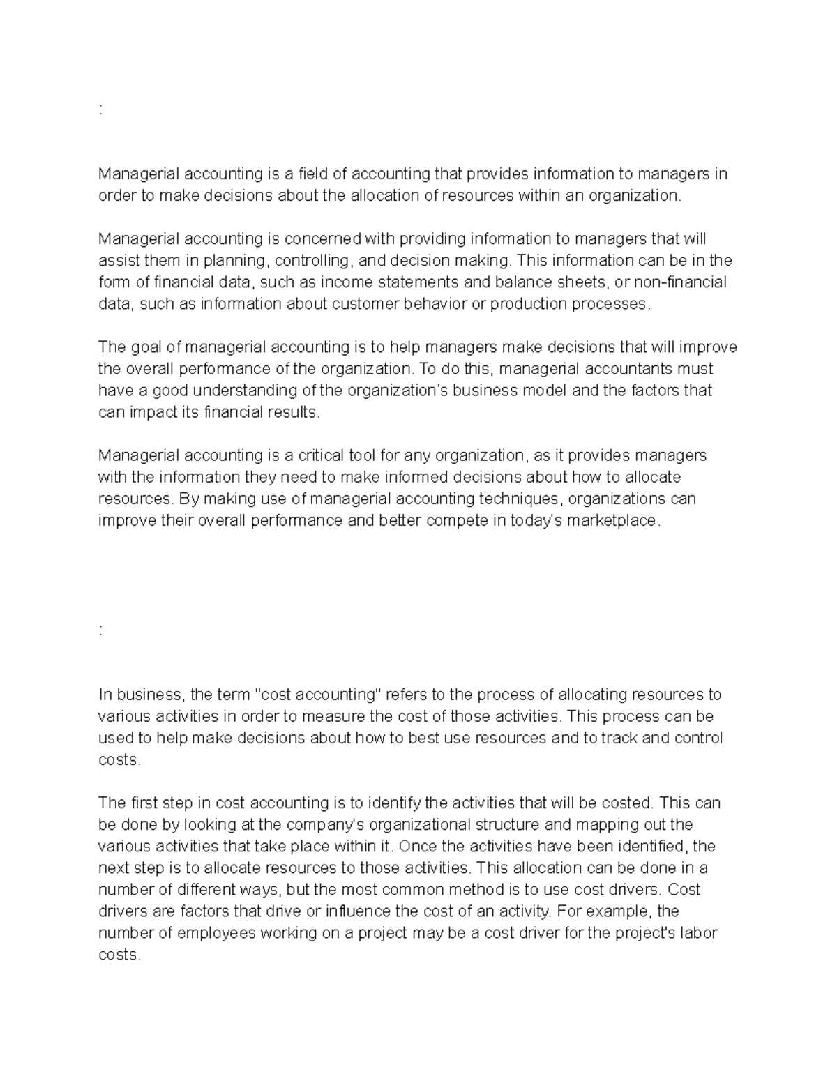 ACCTG 225 course outline - : Managerial accounting is a field of ...