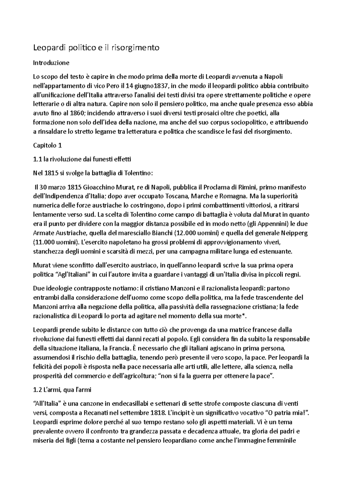 leopardi politico e il risorgimento - Leopardi politico e il risorgimento Introduzione Lo scopo ...