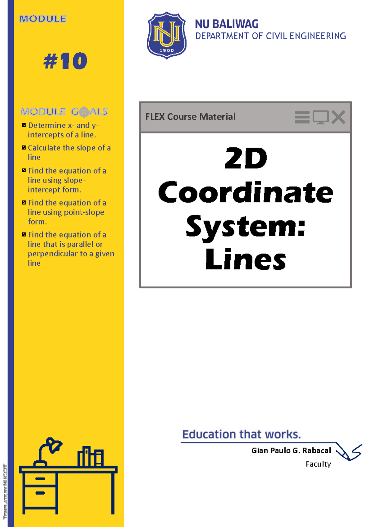 Module #10 - 2D Lines - Notes - FLEX Course Material 2D Coordinate ...