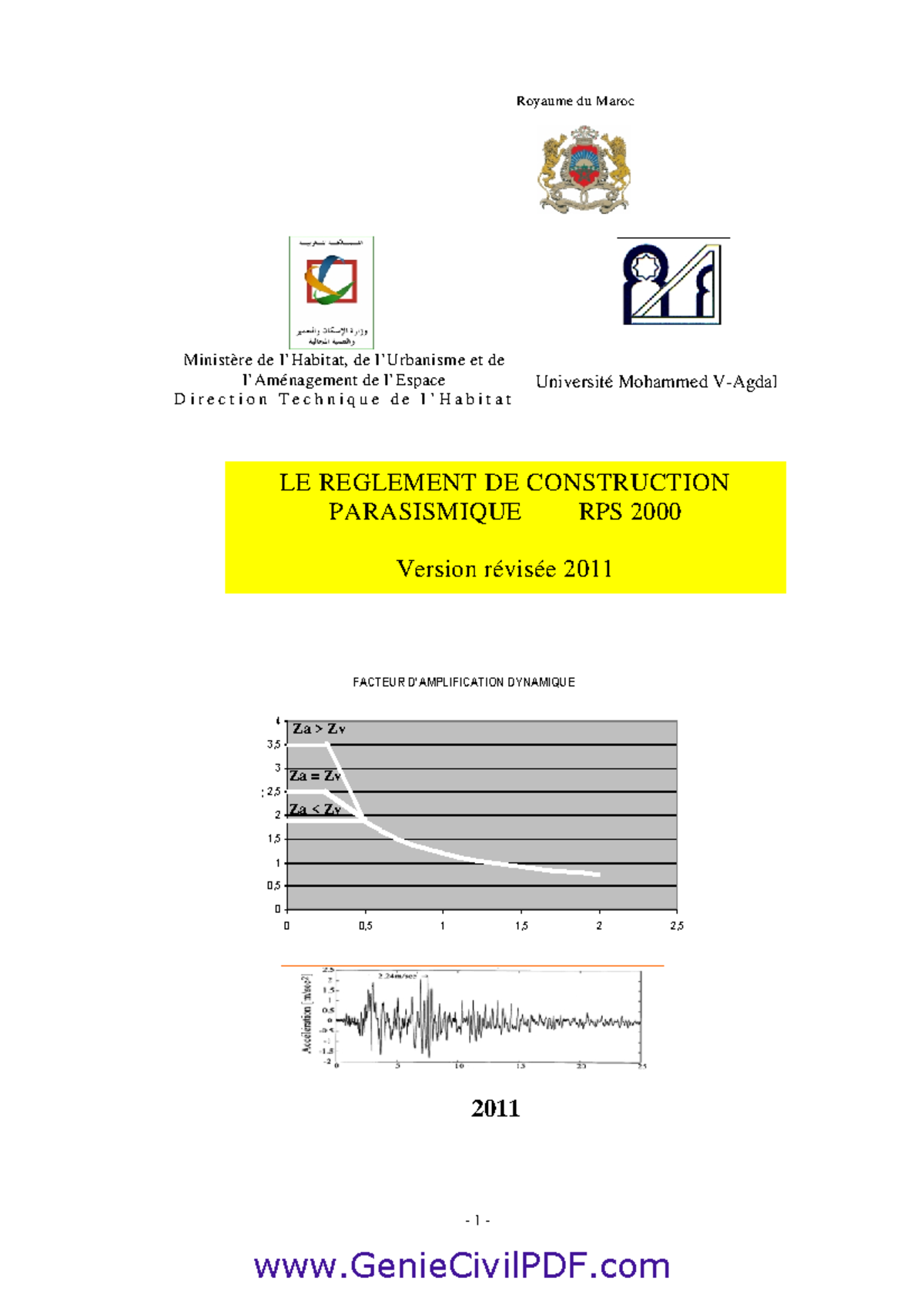 LE Reglement DE Construction Parasismique RPS 2000 - 1 - Ministère de l ...