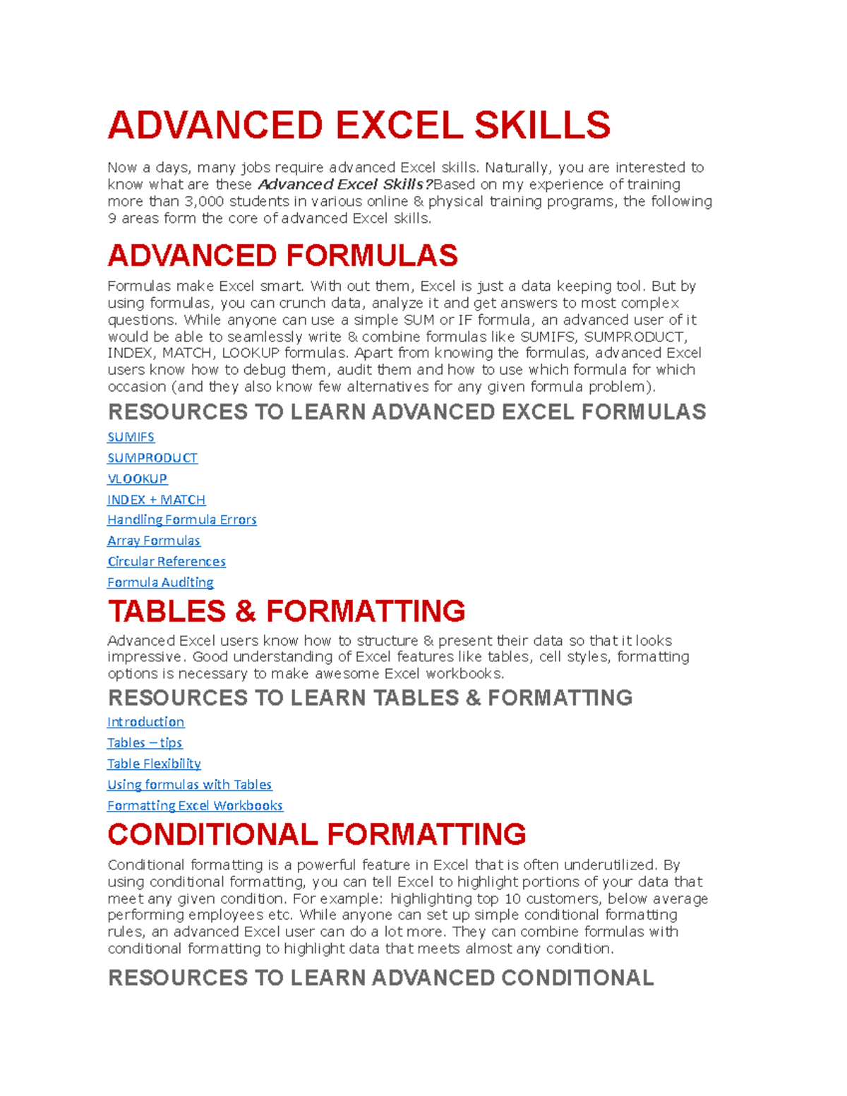Advanced Excel Skills - Naturally, you are interested to know what are these Advanced Excel ...