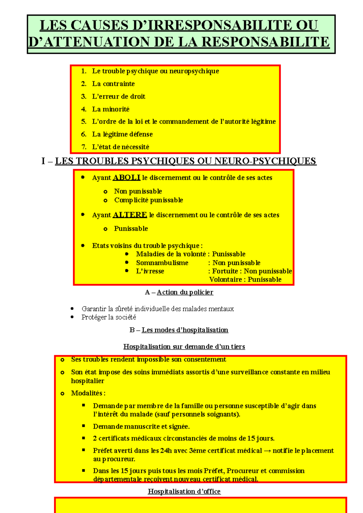 Réusmé 2 droit pénal - LES CAUSES D’IRRESPONSABILITE OU D’ATTENUATION ...