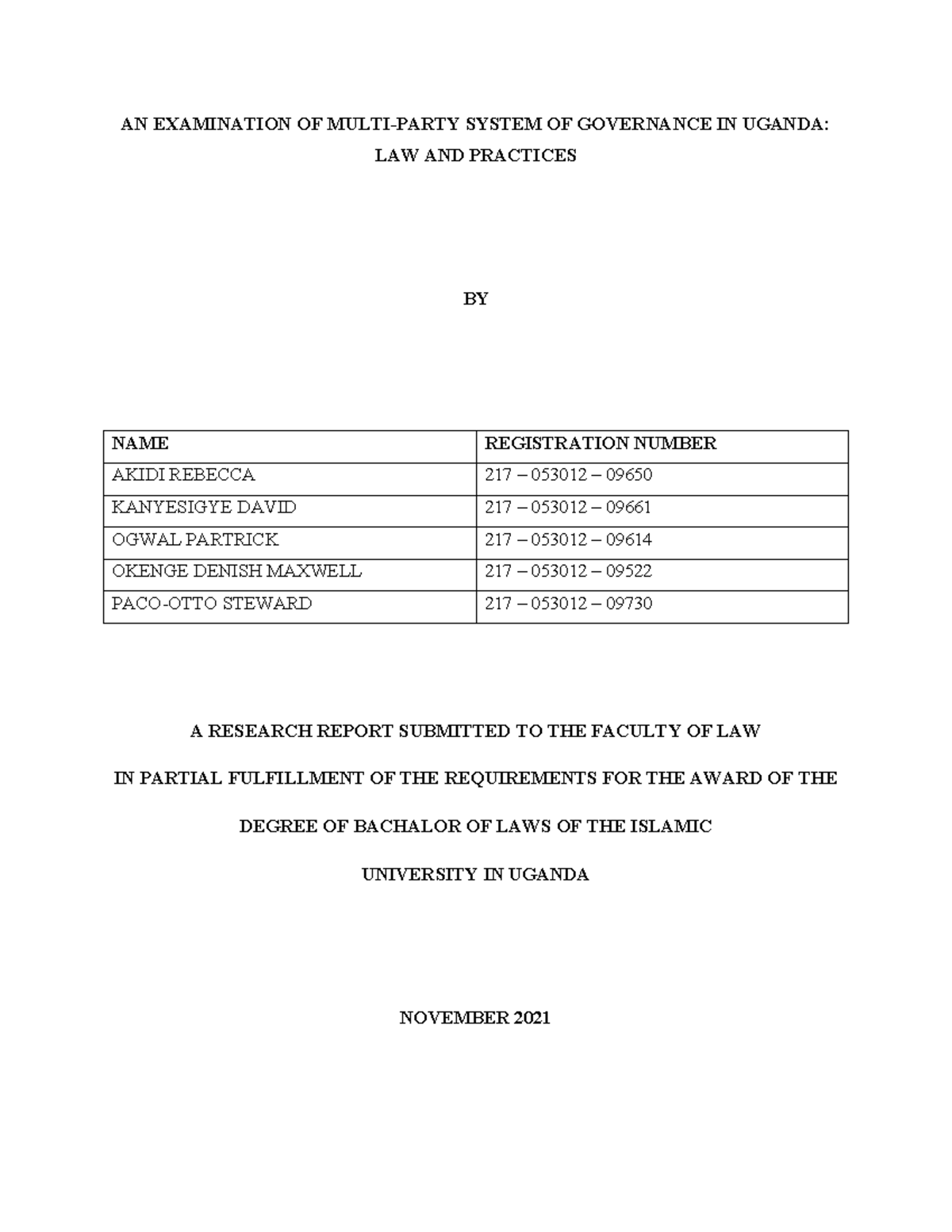 Final Reporton Multi- Partism - AN EXAMINATION OF MULTI-PARTY SYSTEM OF ...