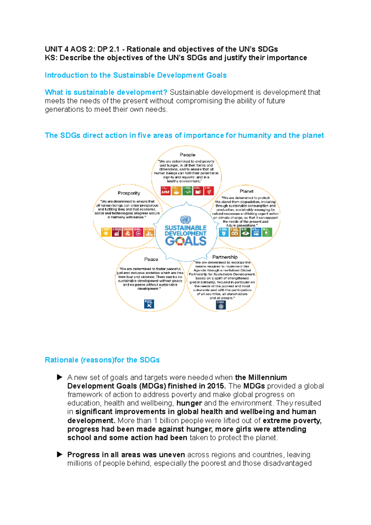 UNIT 4 AOS 2 Sustainable Development Goals Intro - UNIT 4 AOS 2: DP 2 ...