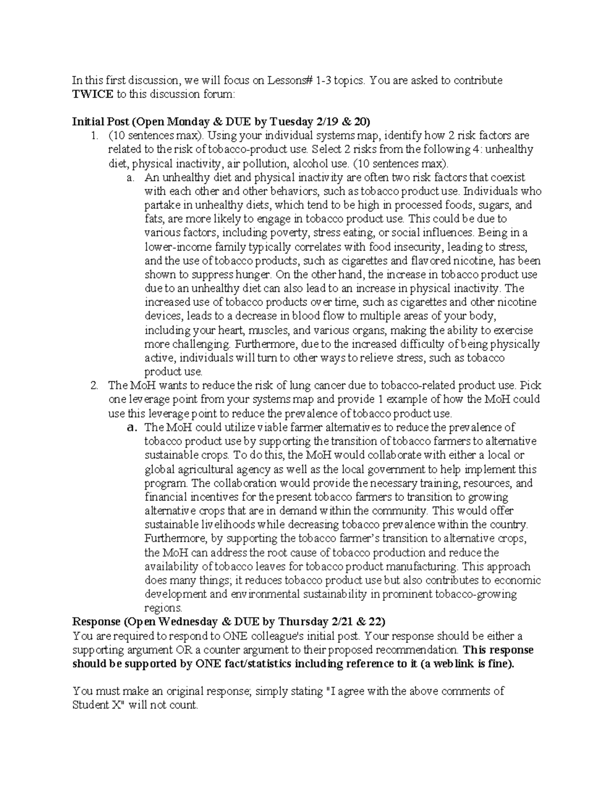 Discussion Forum #1 - In this first discussion, we will focus on ...