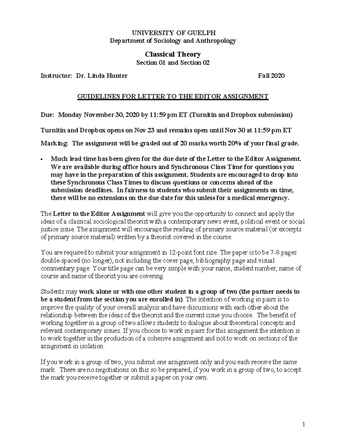 Letter Editor Fall 2020 - UNIVERSITY OF GUELPH Department of Sociology ...