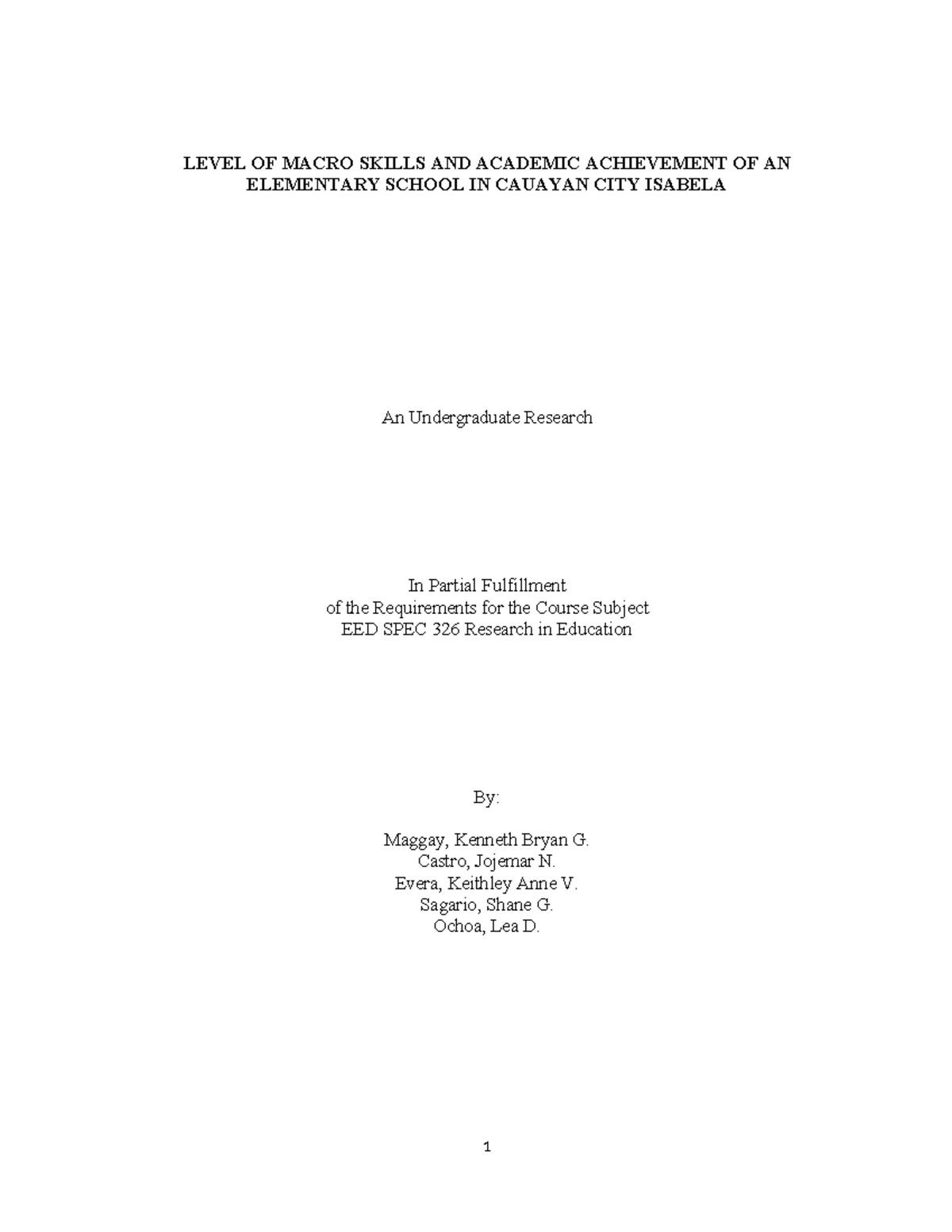 RESEARCH NA PERFECT - LEVEL OF MACRO SKILLS AND ACADEMIC ACHIEVEMENT OF ...