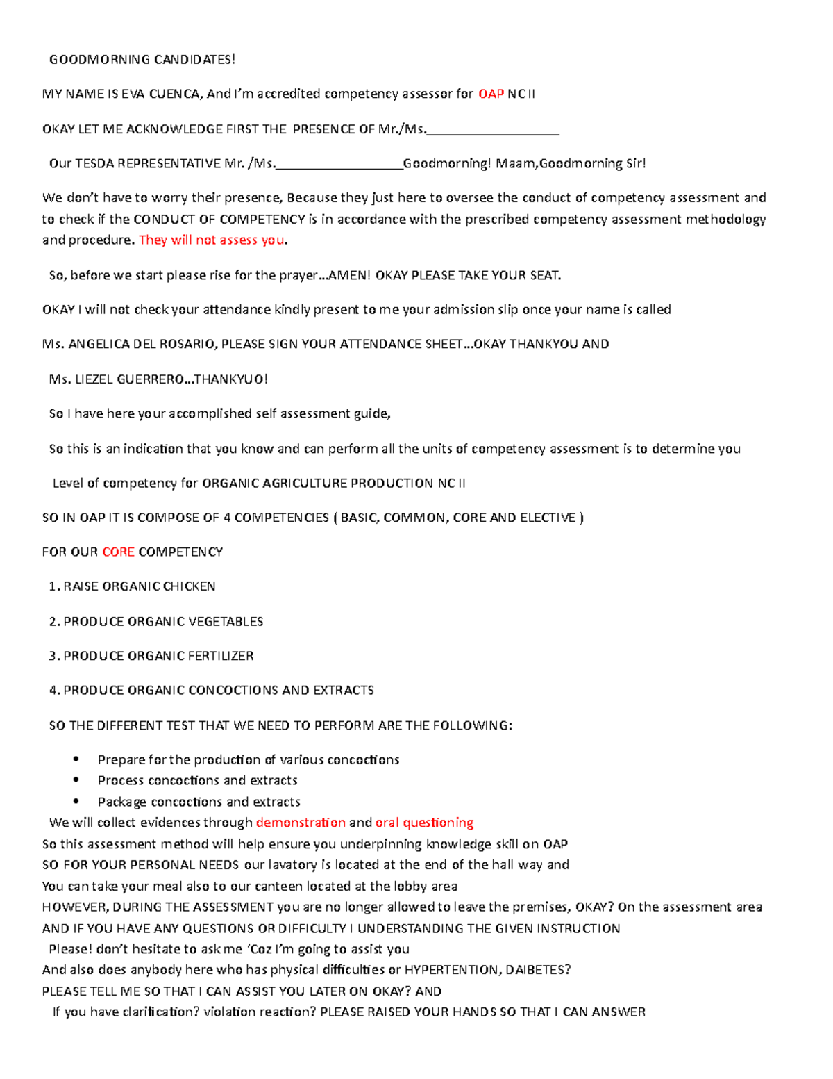 Cca-script-day3 compress - GOODMORNING CANDIDATES! MY NAME IS EVA ...