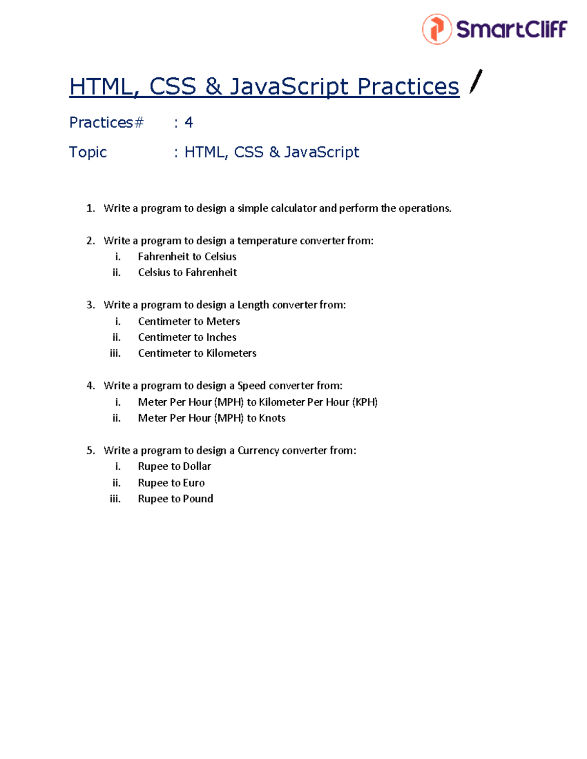 4 HTML, CSS Java Script - It consists the html and css and js questions ...