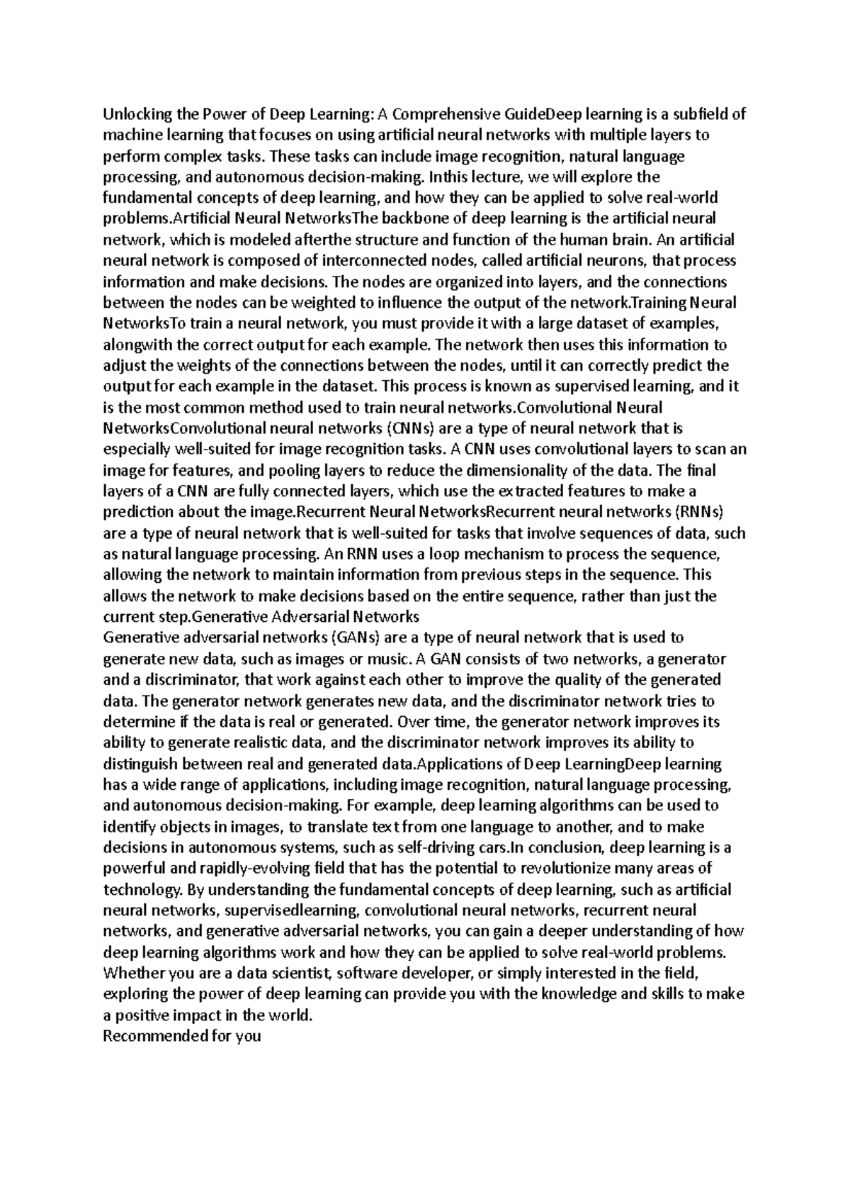 Deep learning - Unlocking the Power of Deep Learning: A Comprehensive ...