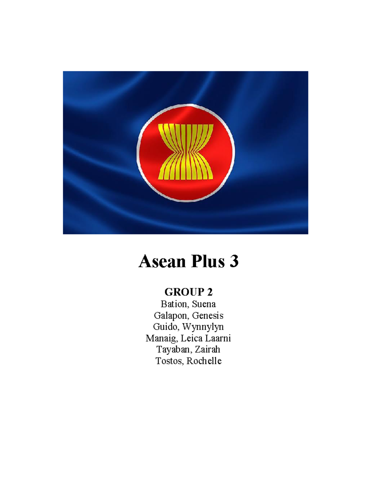 Asean-Plus-3 - DTHSRXYT - Asean Plus 3 GROUP 2 Bation, Suena Galapon ...