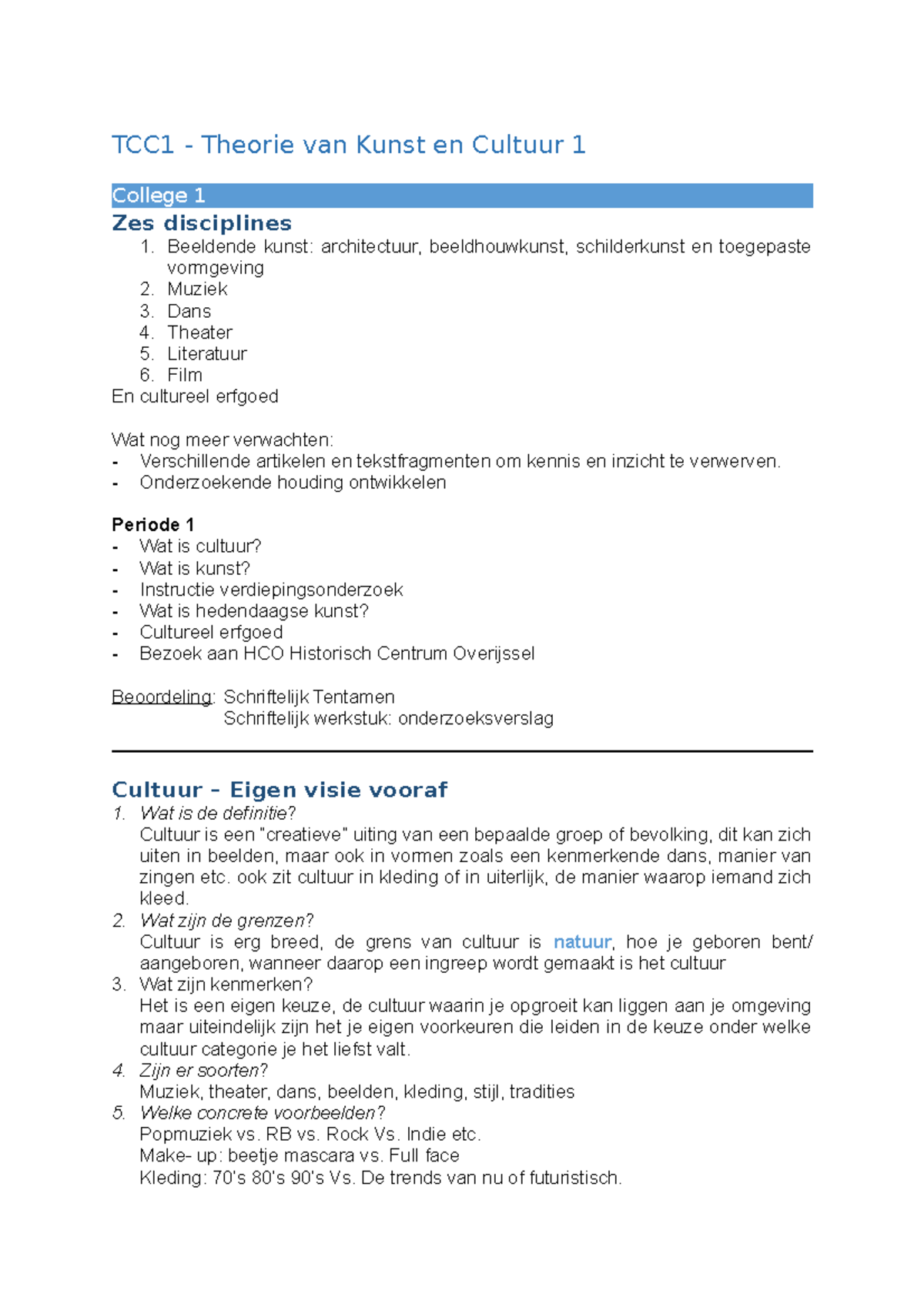 TCC1 - Notes - Notities met belangrijke informatie voor het vak TCC1 ...