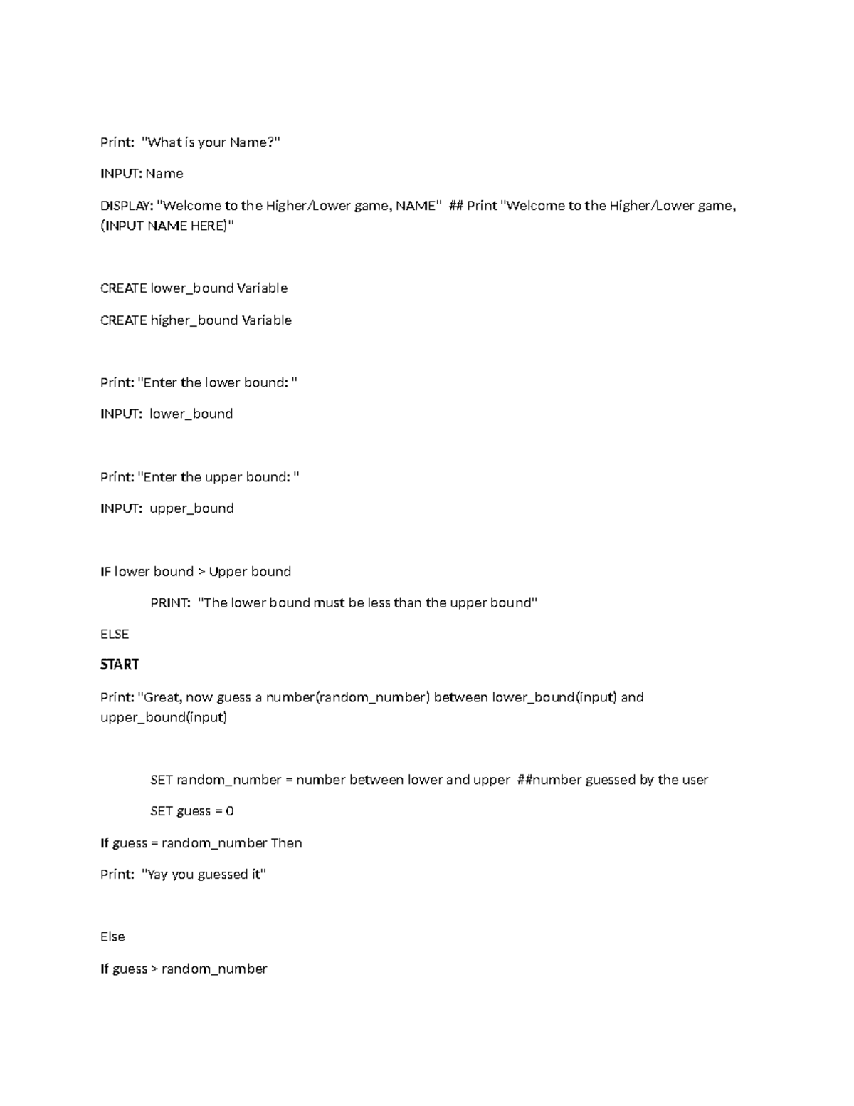 4 3 Assignment Pseudocode Revisited Print What Is Your Name Input