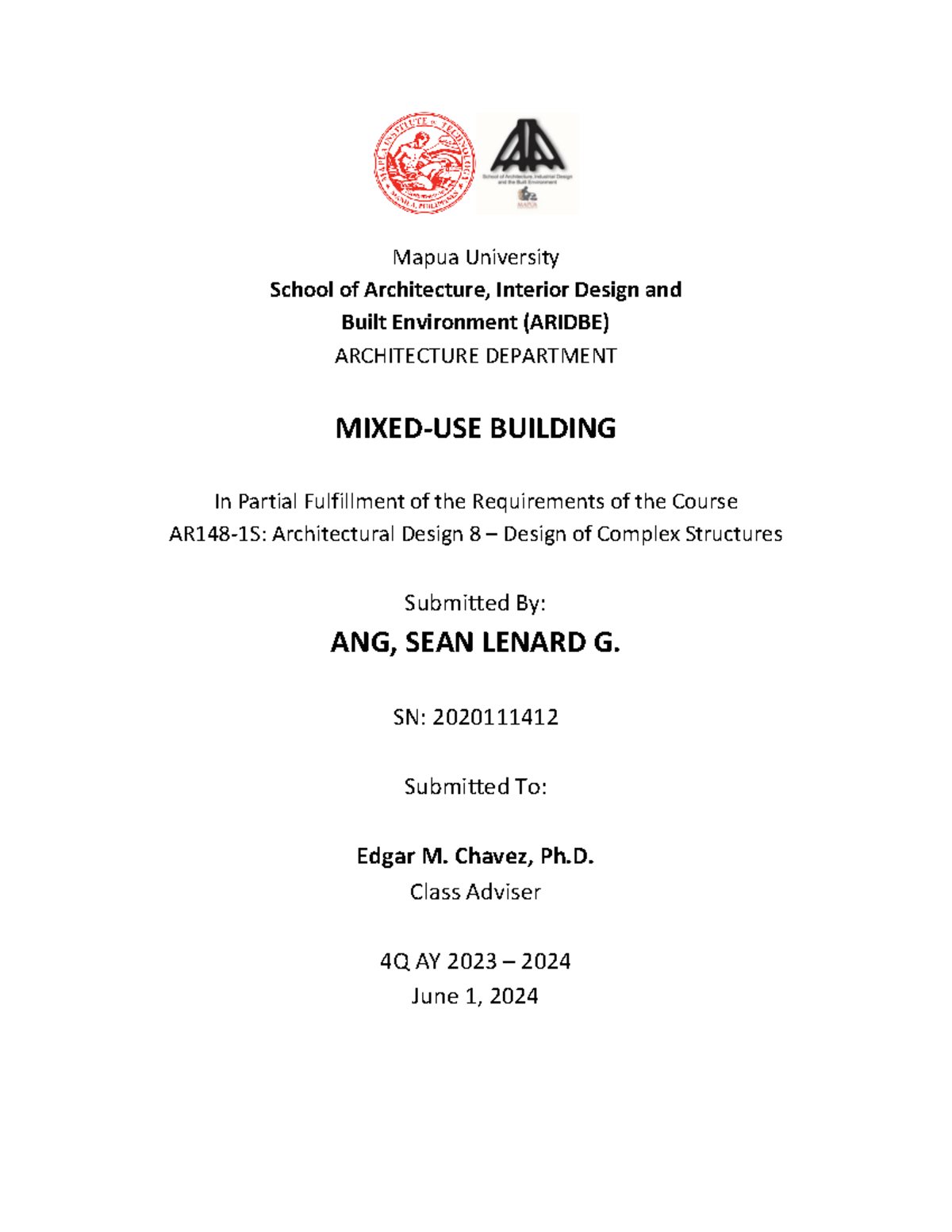 Ang SEAN Lenard G - DFS - Mapua University School of Architecture ...