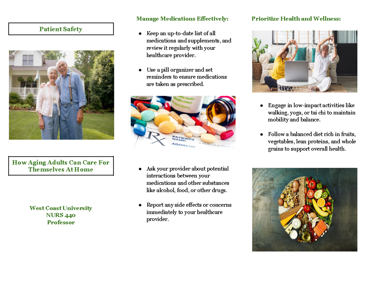 NURS 440 Pamphlet - Patient Safety How Aging Adults Can Care For ...