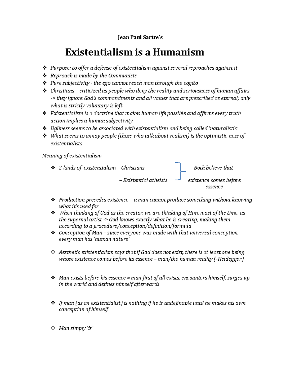 Philosophy intro - Jean Paul Sartre Existentialism - Jean Paul Sartre’s ...