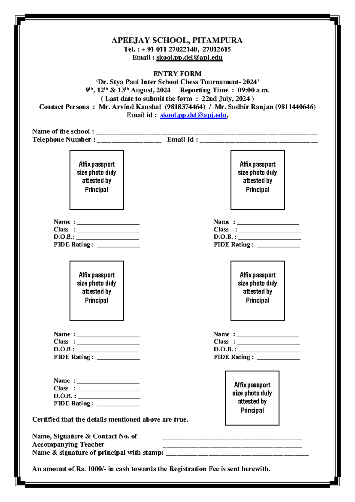Letter & Entry FORM - das - APEEJAY SCHOOL, PITAMPURA Tel. : + 91 011 ...
