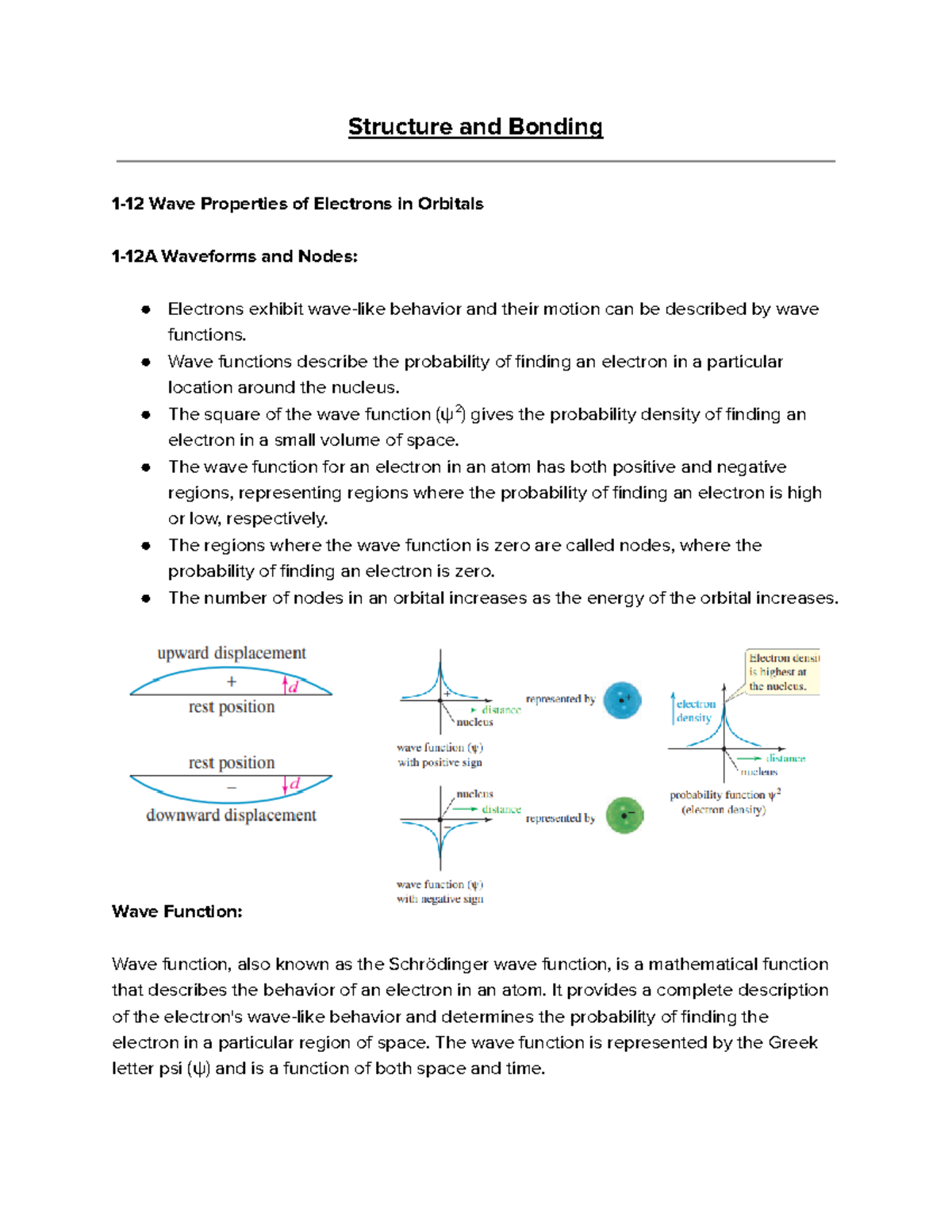 Wave Properties Of Electrons In Orbitals Wave Functions Describe The