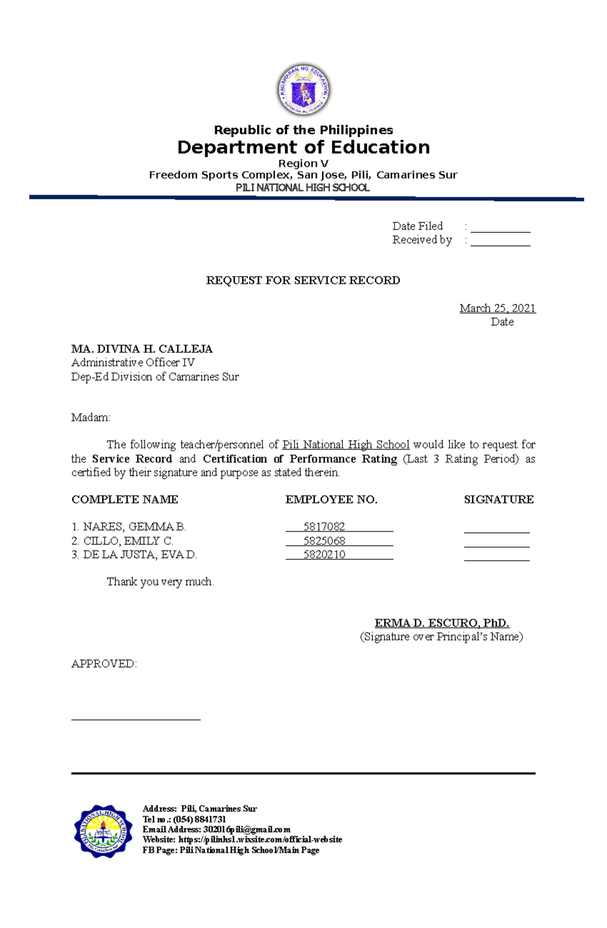 Service- Record-Copy - Republic of the Philippines Department of ...