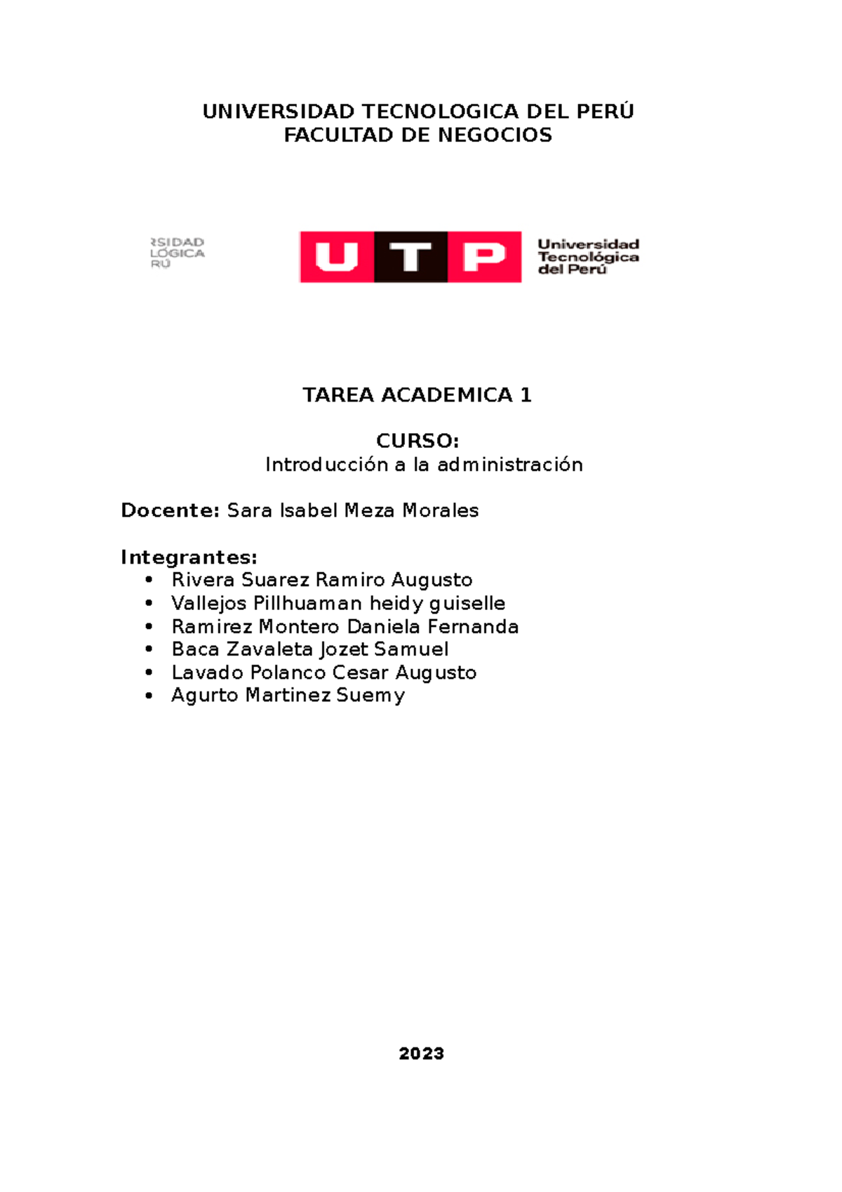 UTP tarea academica 1 grupo 3 - UNIVERSIDAD TECNOLOGICA DEL PERÚ ...
