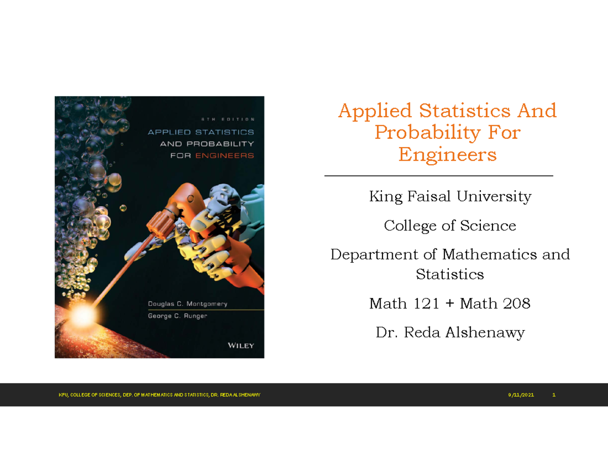 Math121-L5 - Applied Statistics And Probability For Engineers King ...