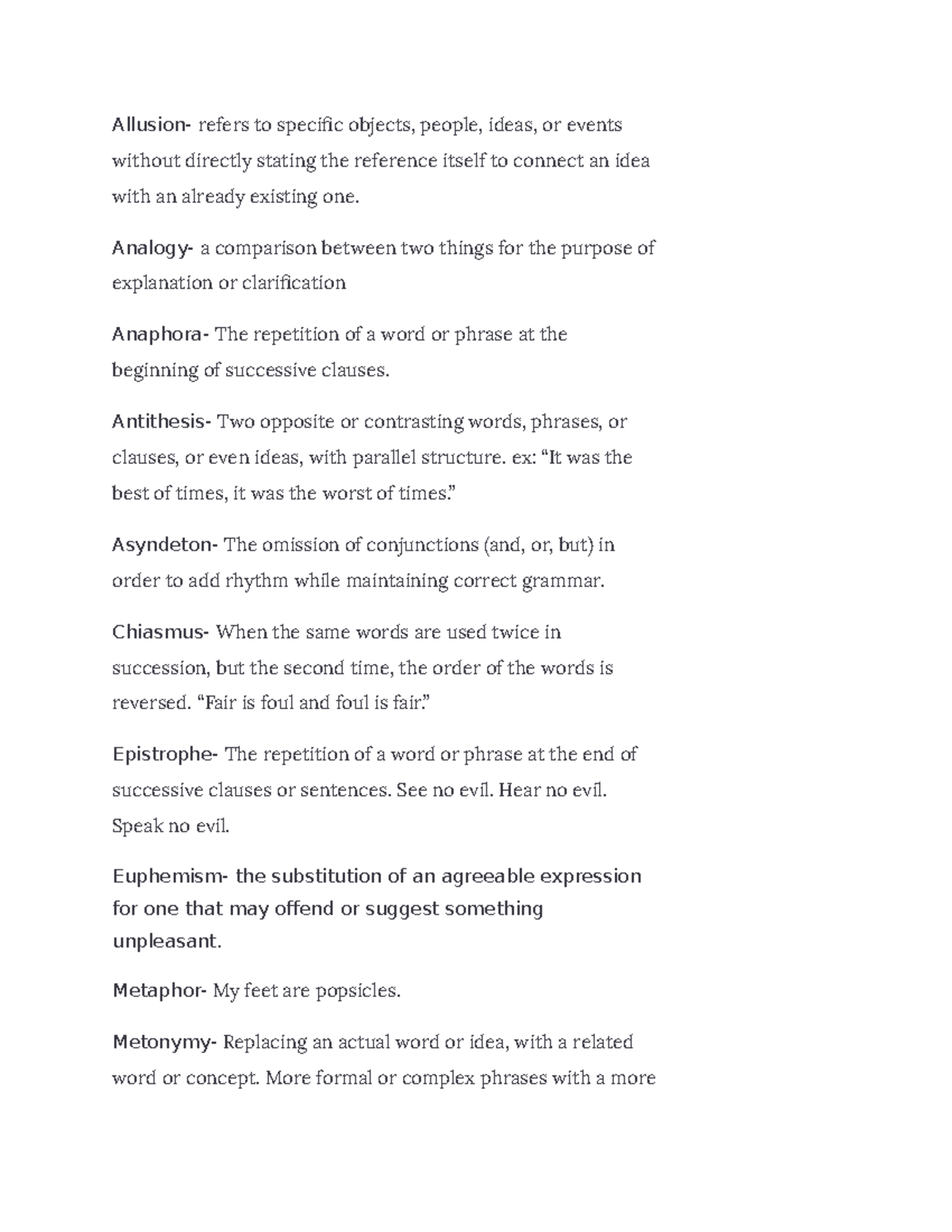 AP LANG Vocabulary - Allusion- refers to specific objects, people ...