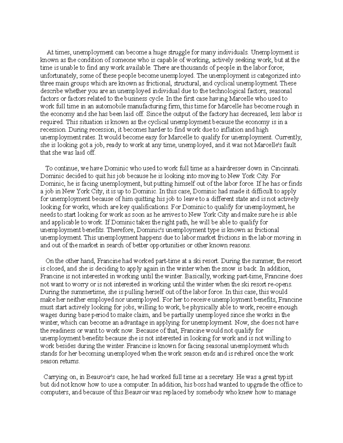 Gordon Rule Assingment 2 - At times, unemployment can become a huge ...