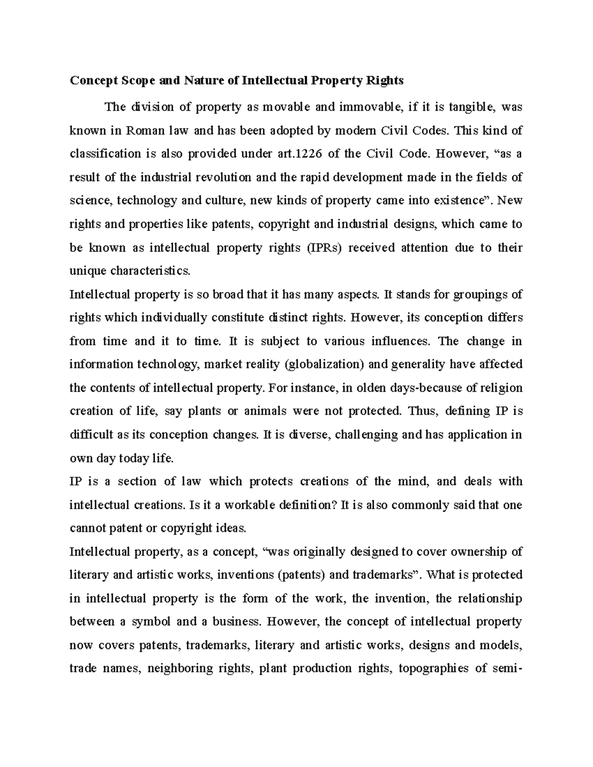 Concept Scope and Nature of Intellectual - This kind of classification ...