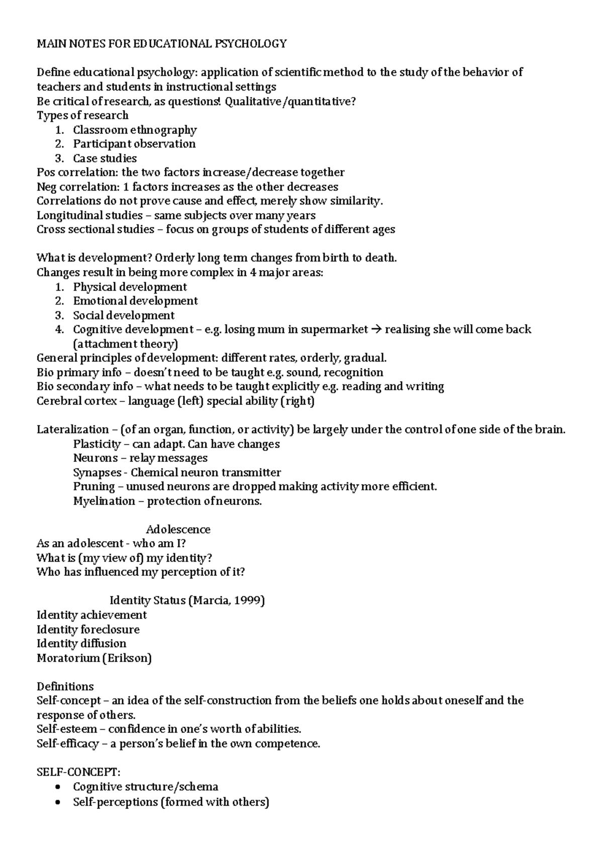 Revision Notes, Education: The Psychological Context, complete - MAIN ...