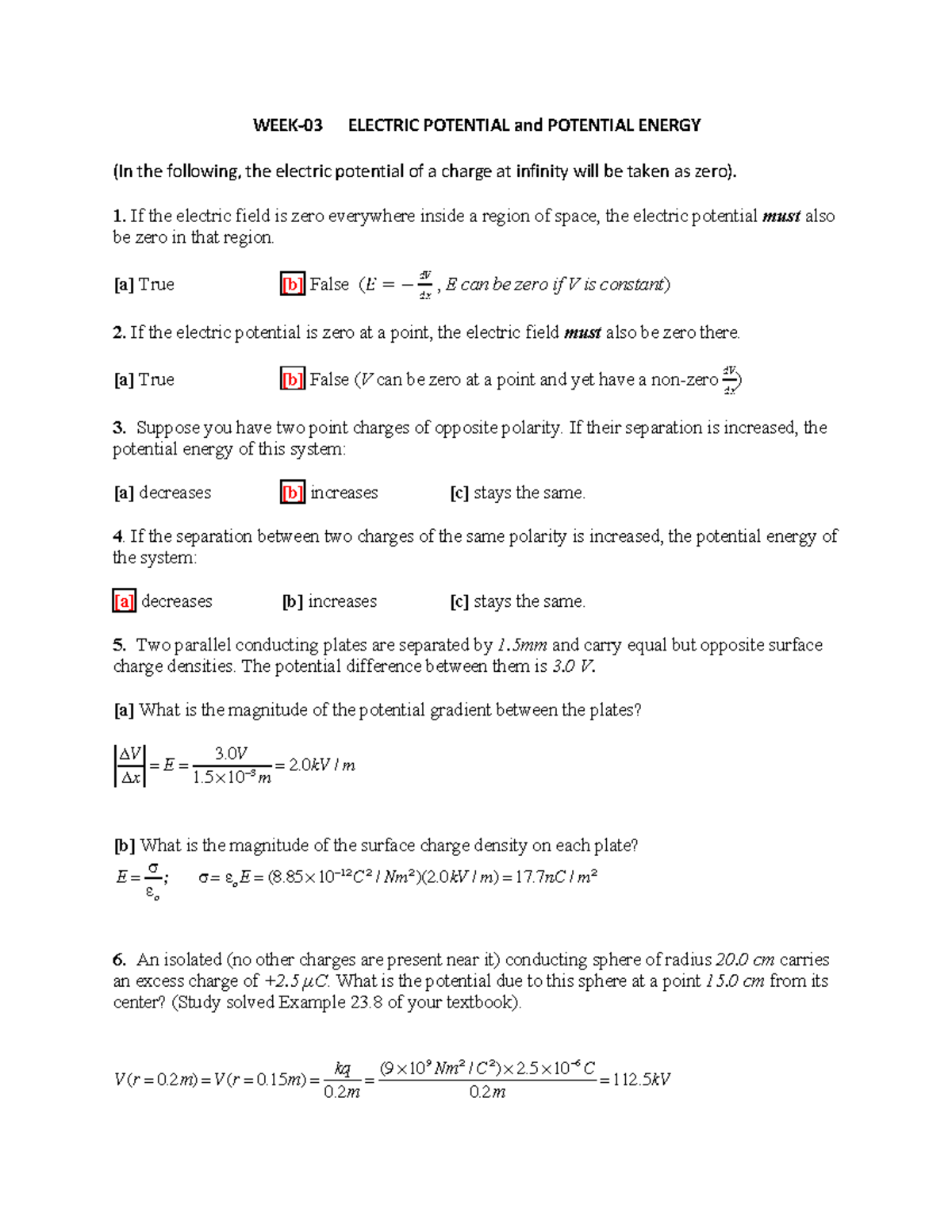 Worksheet- Electric Potential-SOL 7.47.23 PM - WEEK- 03 ELECTRIC ...