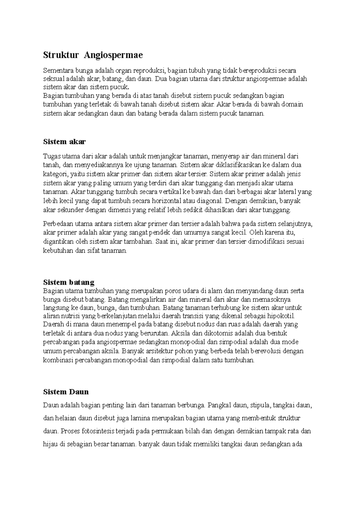 Struktur Angiospermae - Struktur Angiospermae Sementara bunga adalah ...